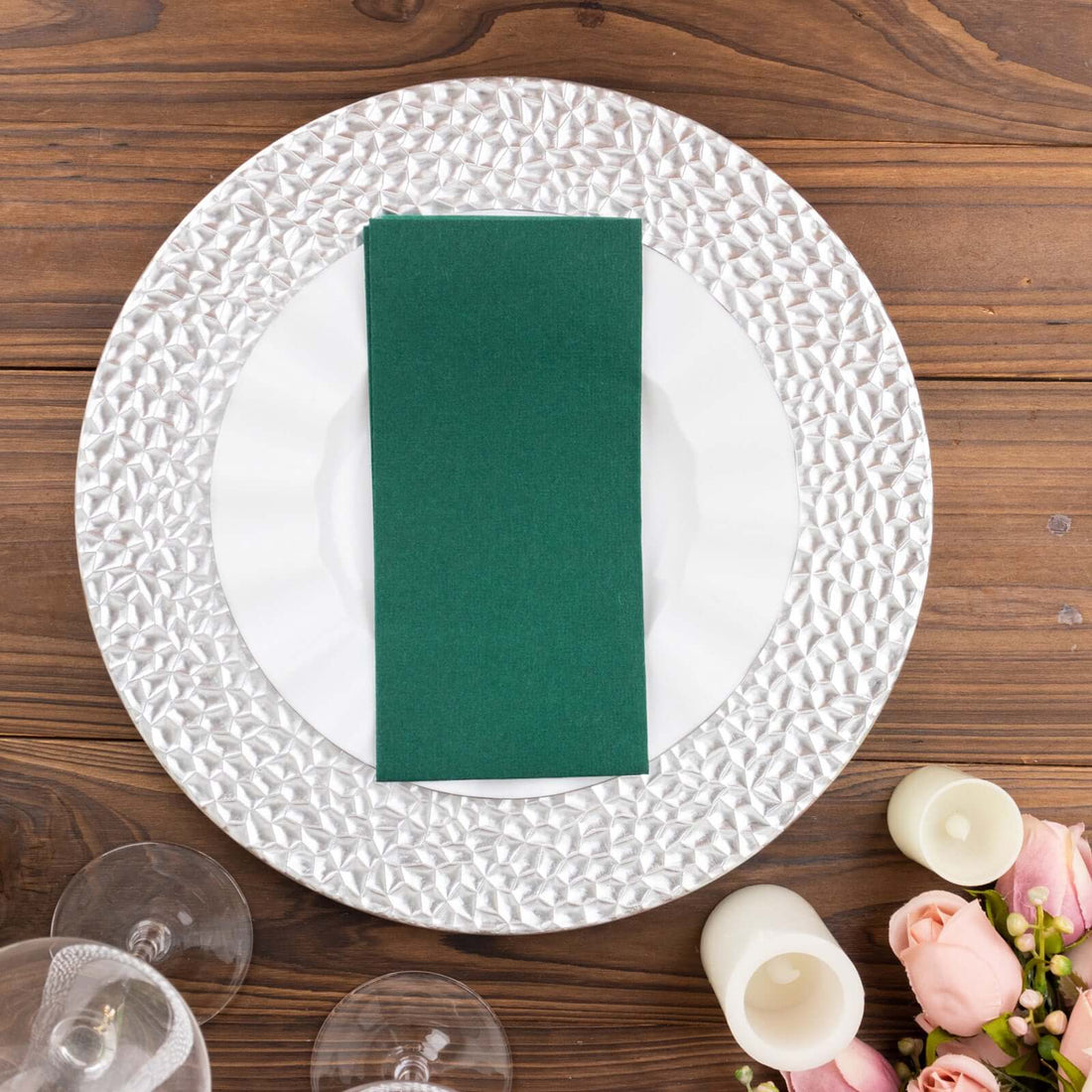 Linen-Like Paper Napkins 8.5"x4" Emerald Green | eFavormart