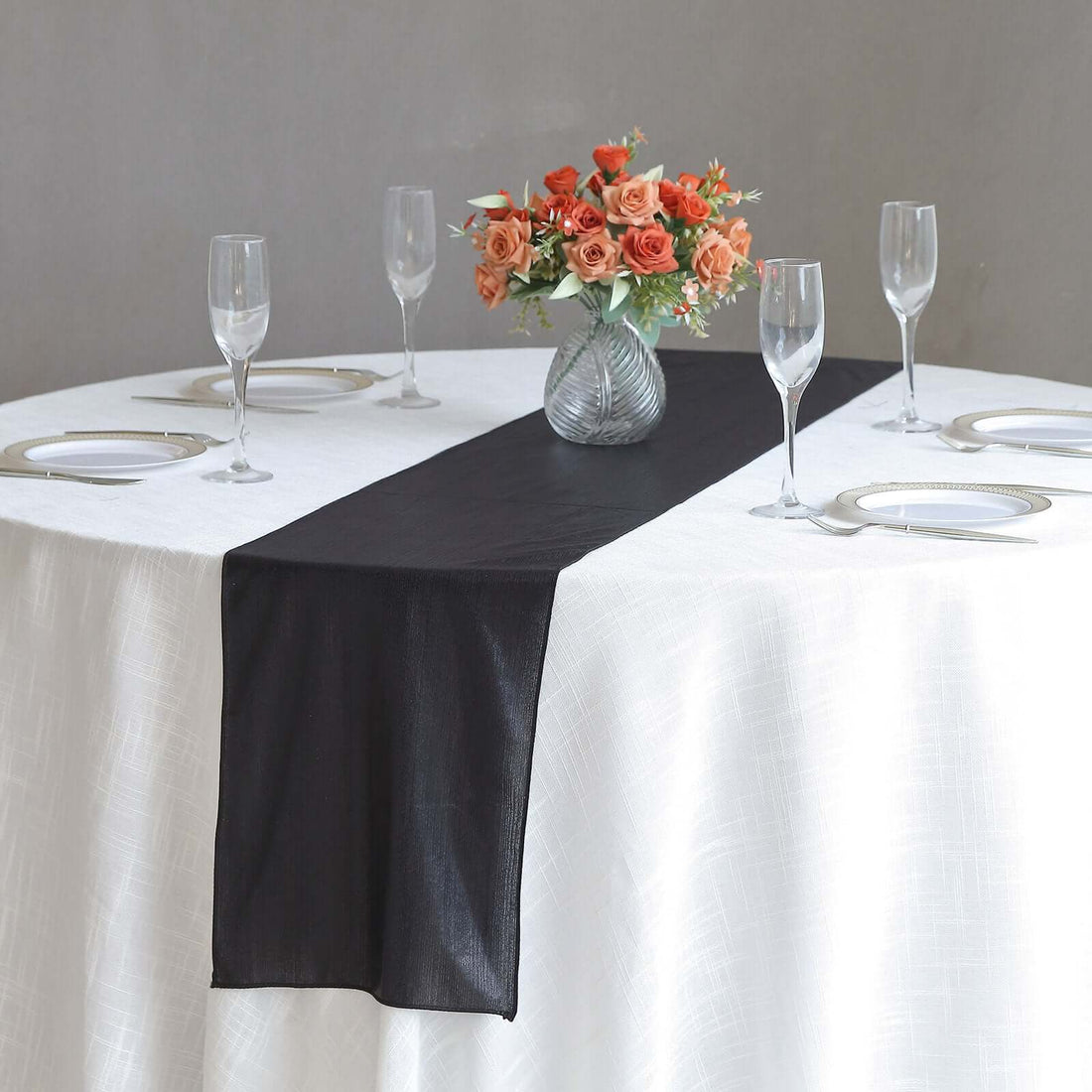 Sequin Dots Polyester Table Runner 12"x108" Black | eFavormart