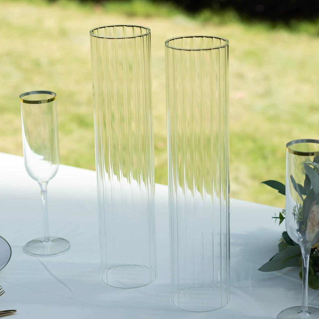 Clear Ribbed Glass Hurricane Shades 14" | eFavormart