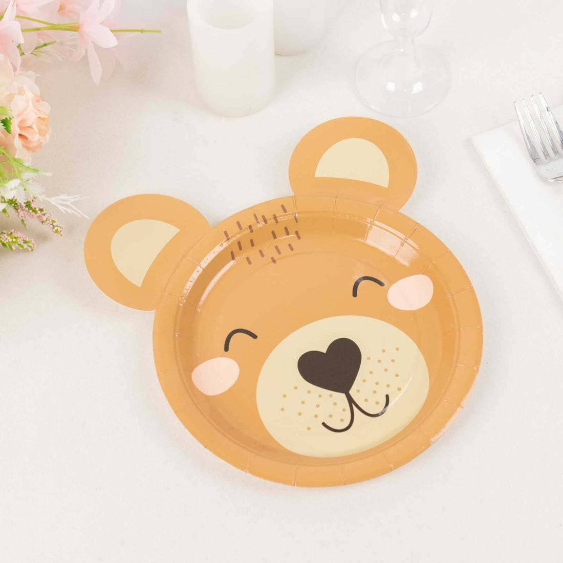 Paper Round Plates Brown Teddy Bear Print 7" | eFavormart