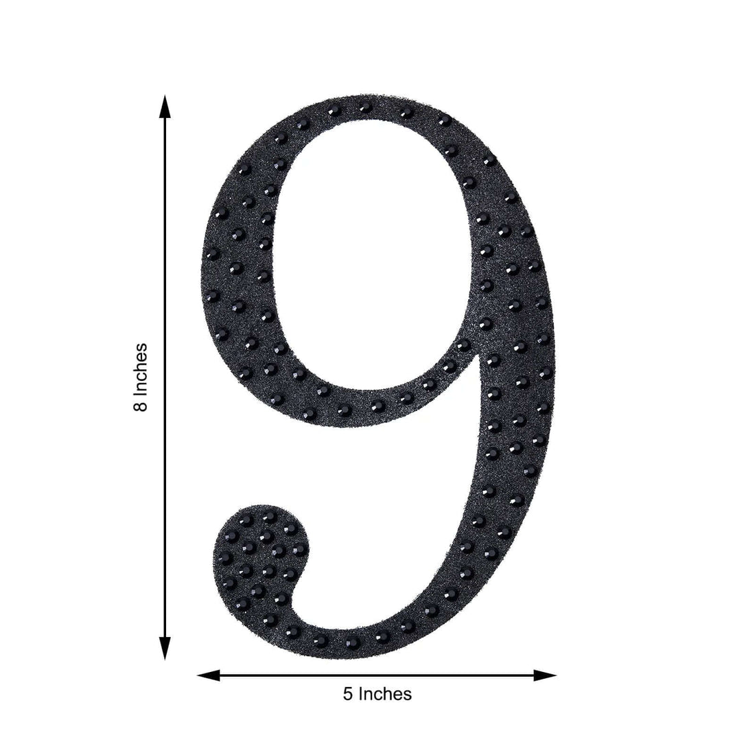 8" Rhinestone Sticker Numbers "9" Black | eFavormart