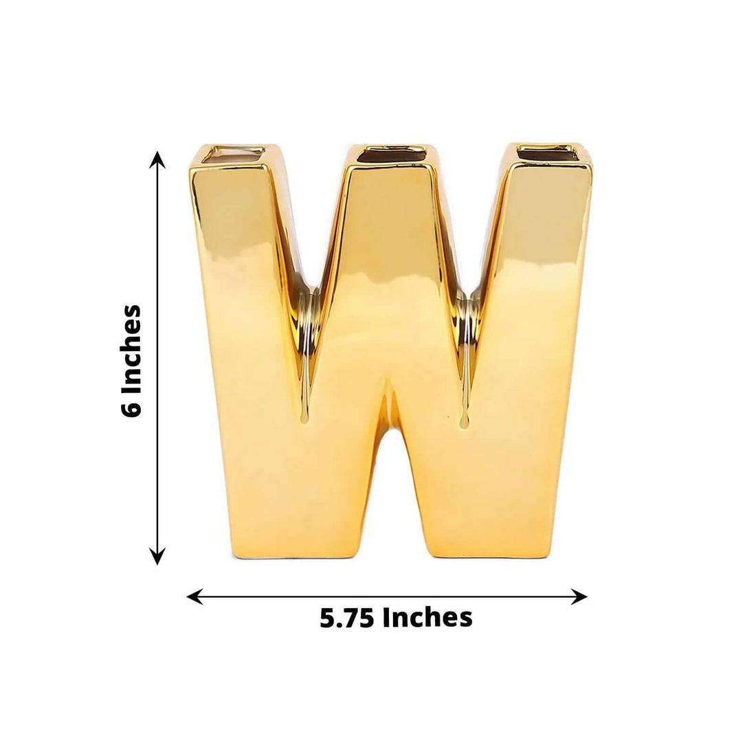 6" Ceramic Vase Letter "W" Gold | eFavormart