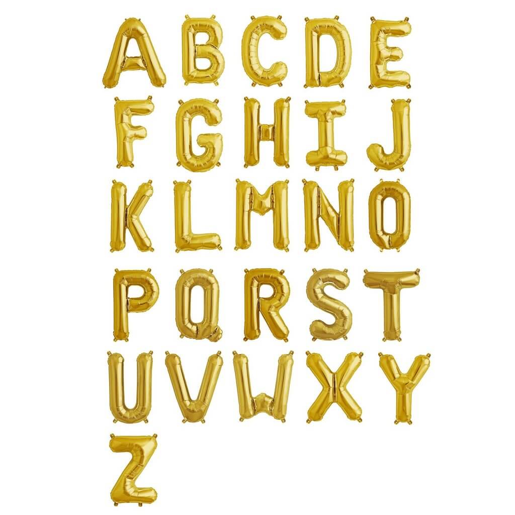 13" Gold Mylar Foil Alphabet Balloons | eFavormart