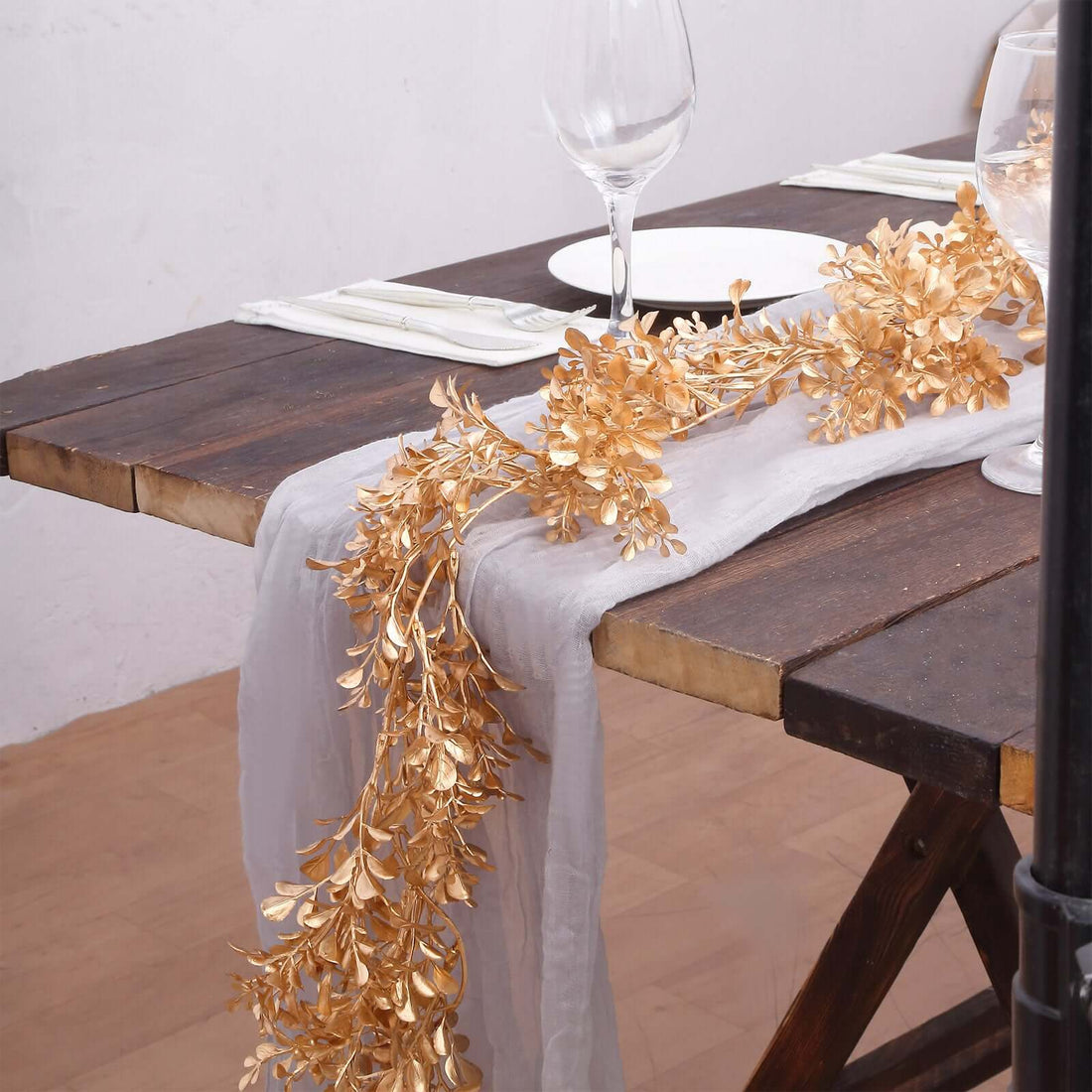 Artificial Metallic Gold Boxwood Leaf Garland | eFavormart