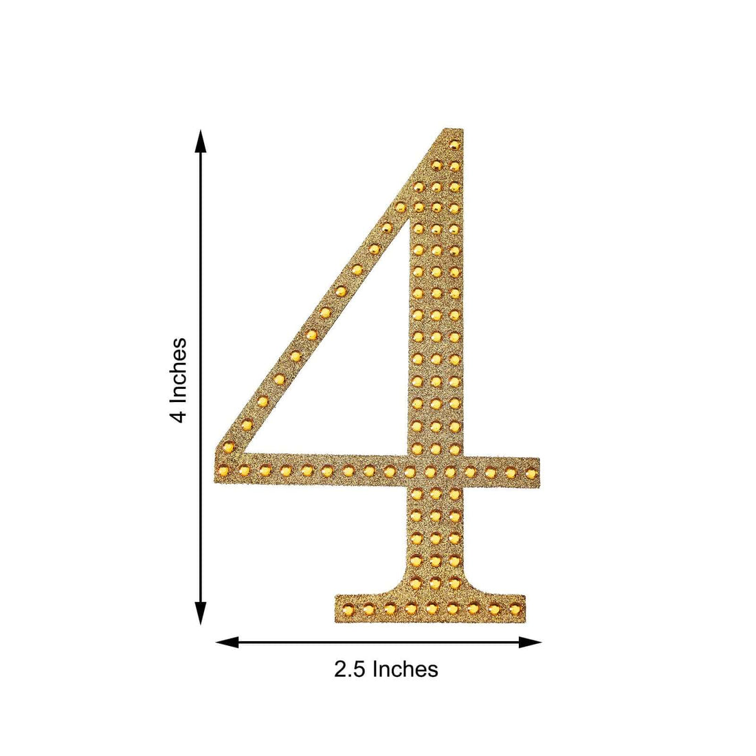 4" Rhinestone Sticker Numbers "4" Gold | eFavormart
