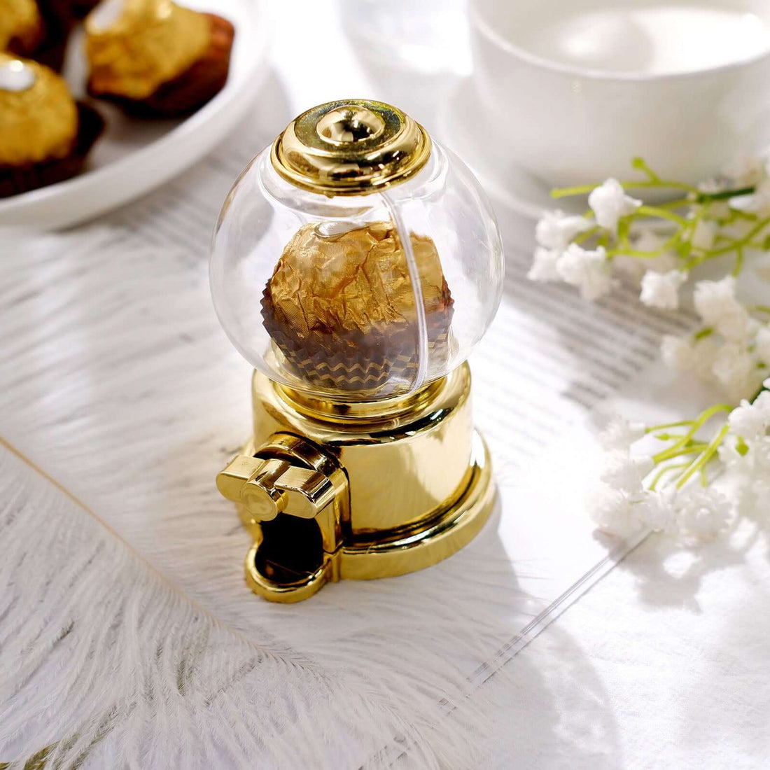 6-Pack Gold Mini Gumball Machine Gift Boxes | eFavormart