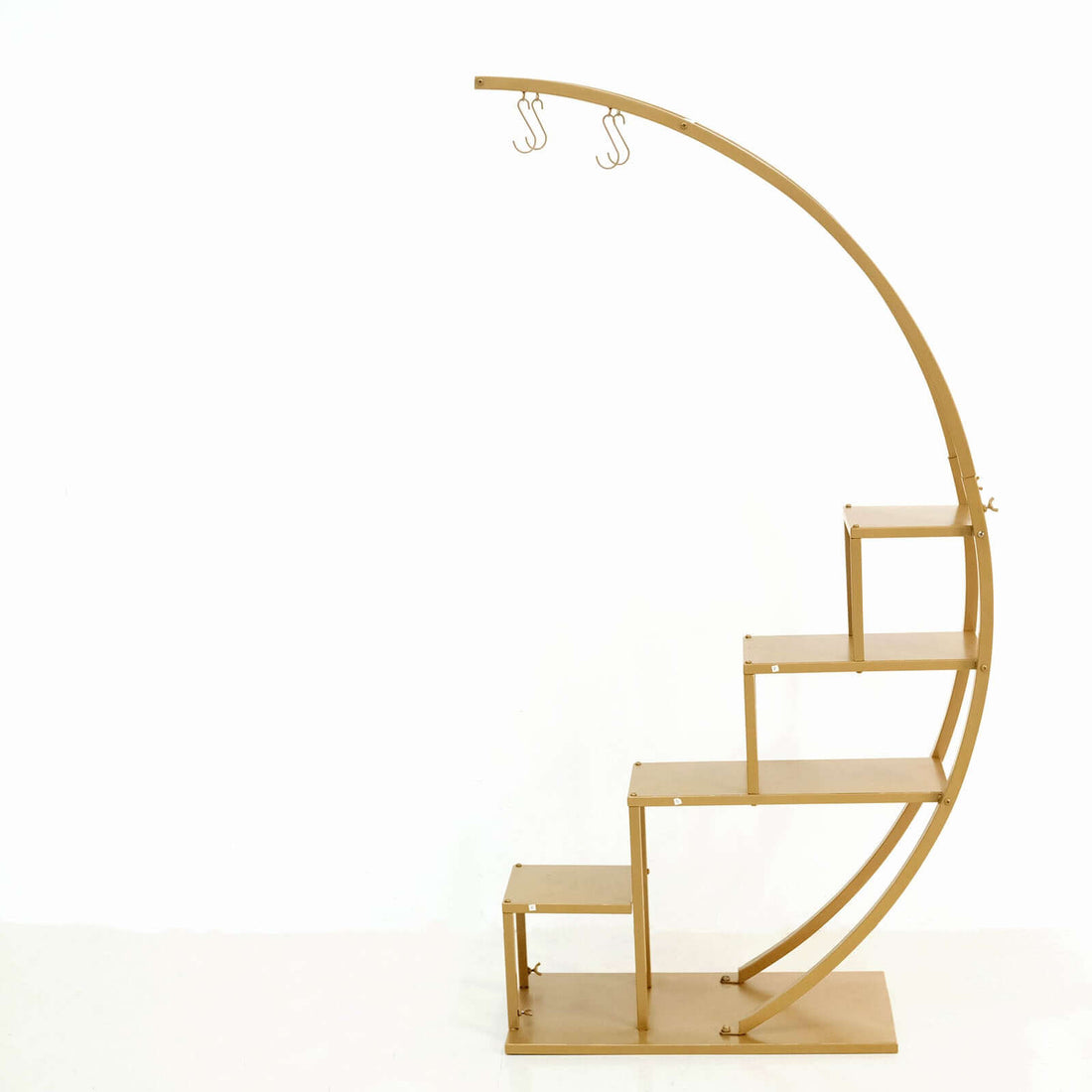 Gold Metal 4-Tier Half Moon Plant Shelf Rack | eFavormart