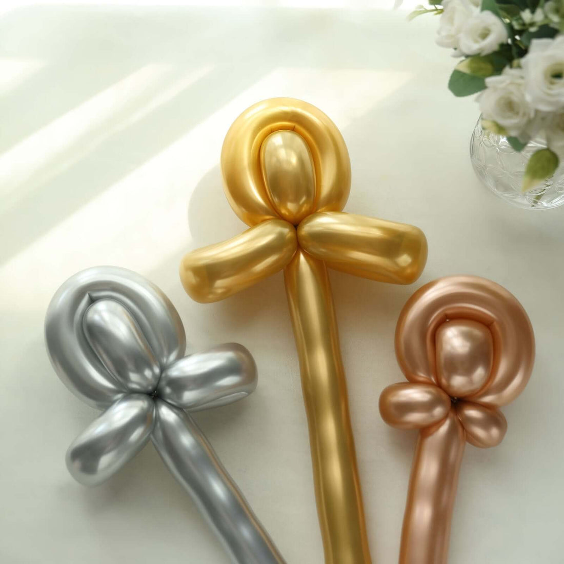 50 Pack Assorted Metallic Colors Long Latex Balloons | eFavormart