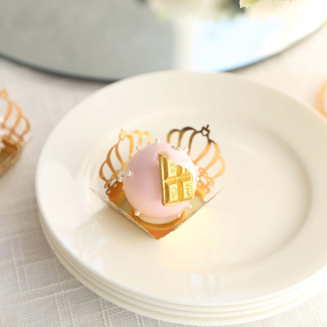 Paper Square Cup Liners Crown Metallic Gold 4" | eFavormart
