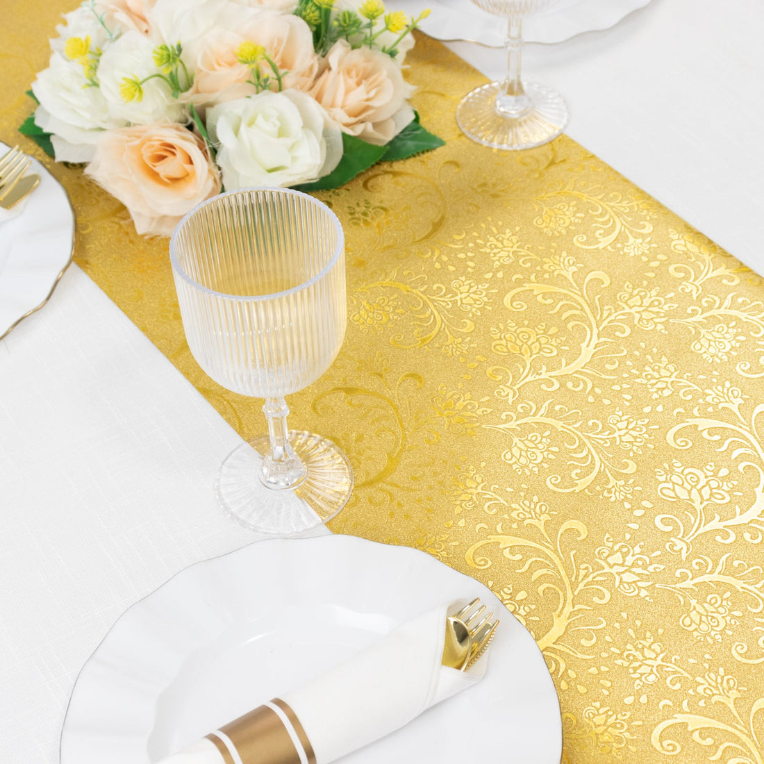 5-Pack Gold Glitter Paper Table Runners | eFavormart