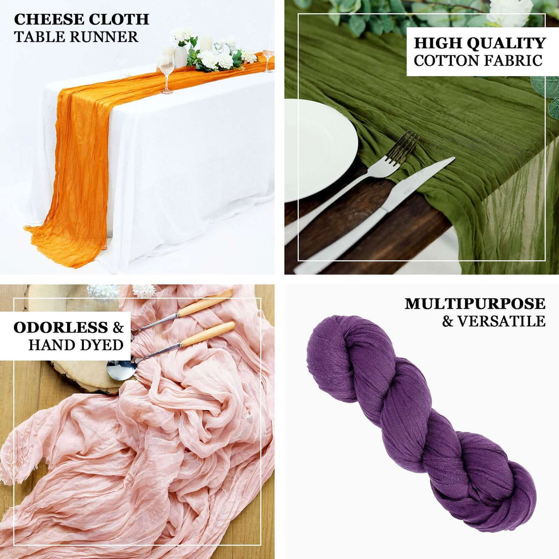 Cheesecloth Boho Table Runner 10ft Cinnamon Brown | eFavormart