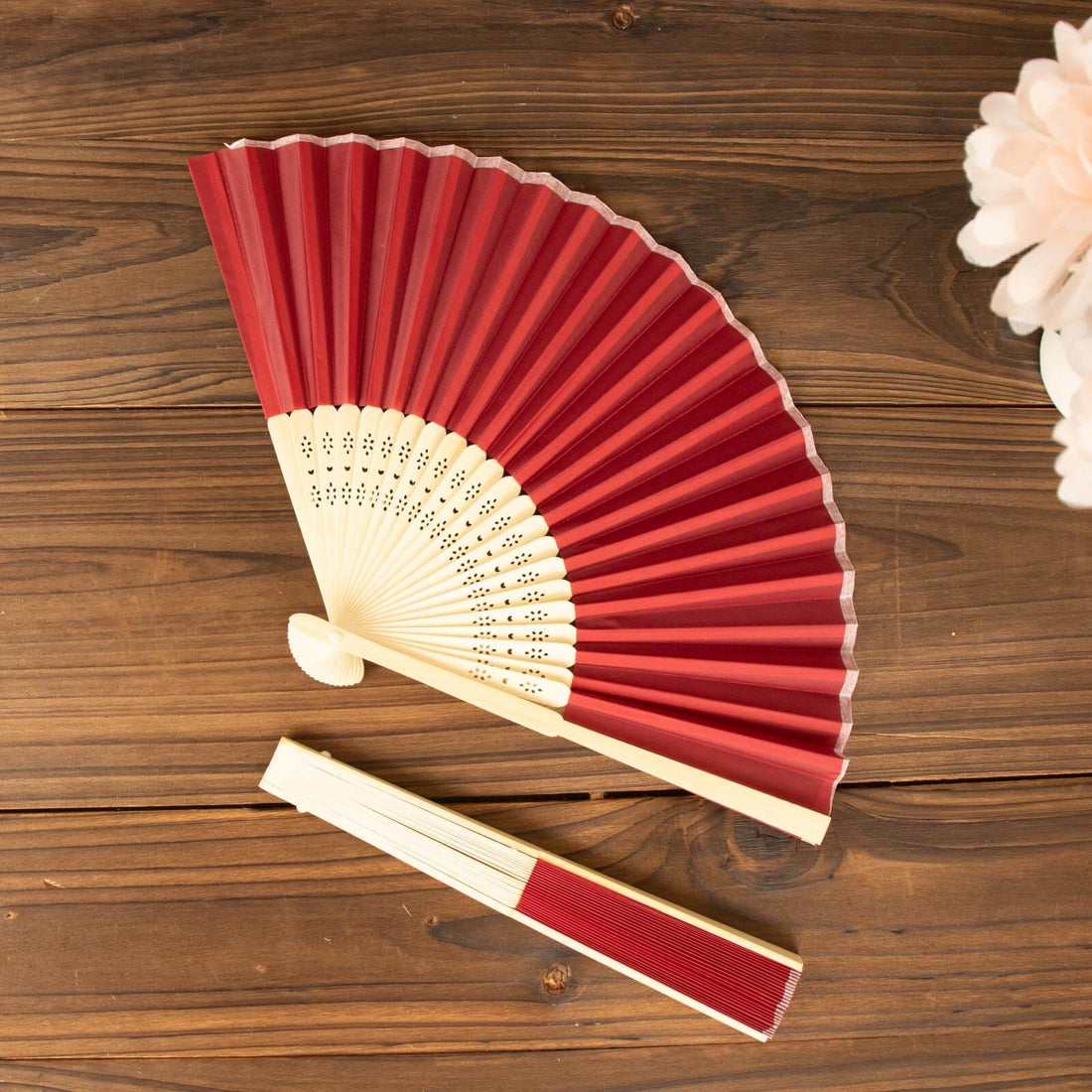 5-Pack Red Asian Silk Folding Fans | eFavormart