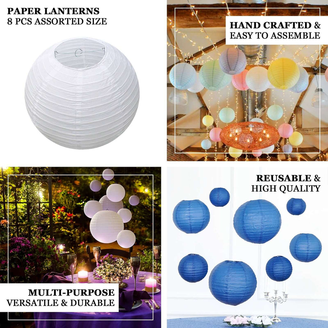 Natural Brown Paper Lantern Assorted Sizes | eFavormart