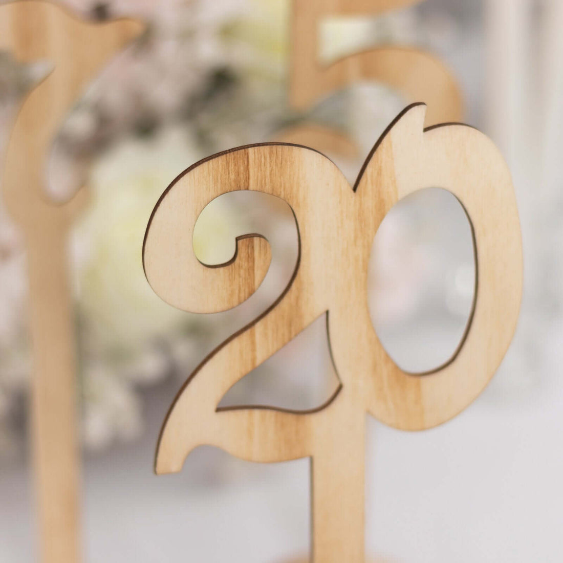 1-20 Wooden Table Numbers Natural 11" | eFavormart