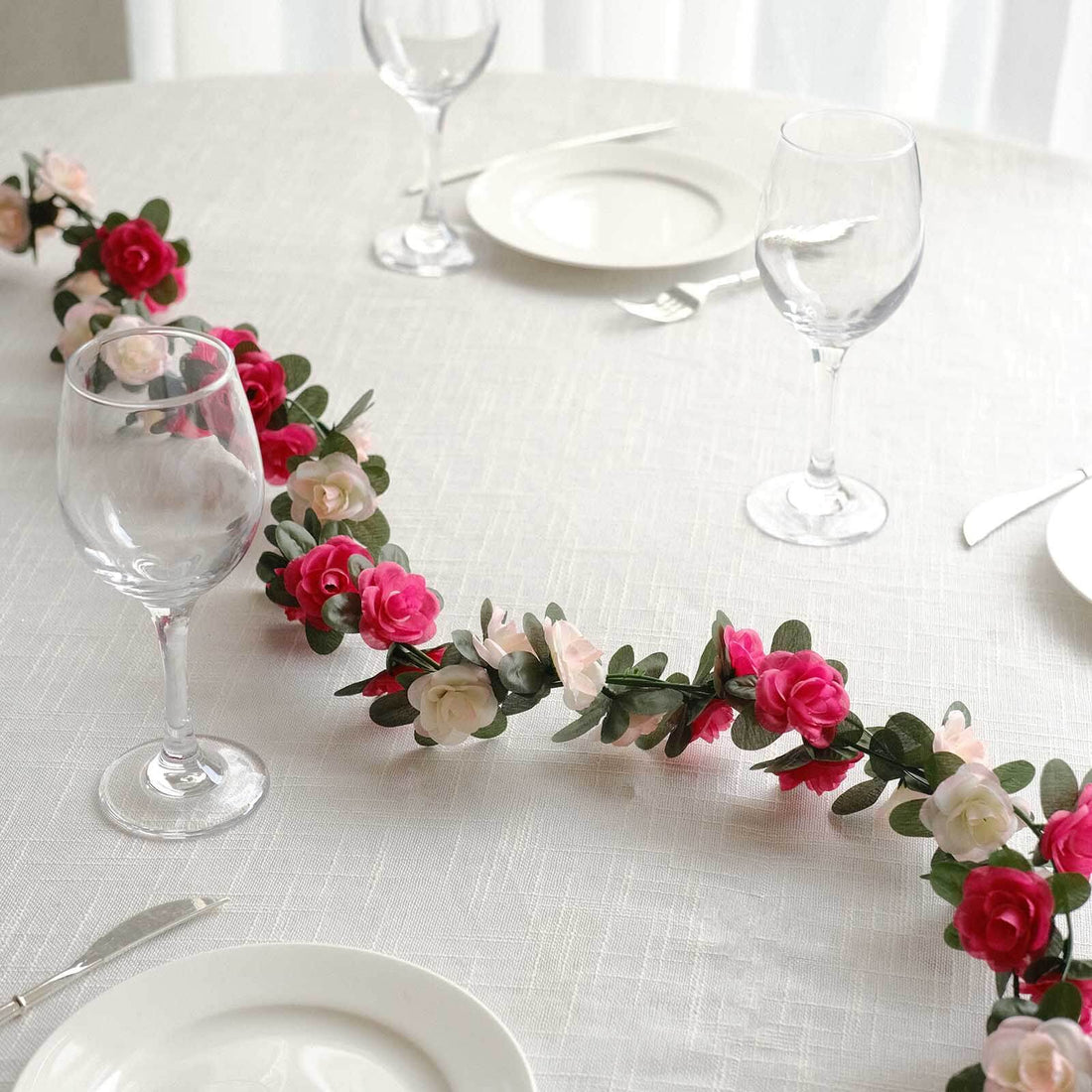 2-Pack Blush Fuchsia Silk Mini Rose Vines | eFavormart
