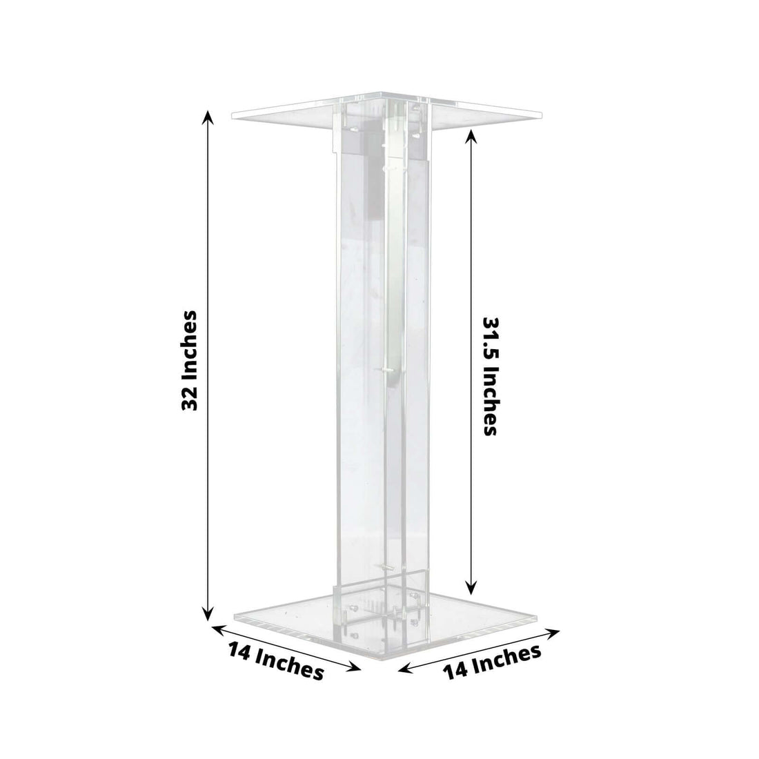 Acrylic Pedestal Stand Square Bases Clear 32" | eFavormart