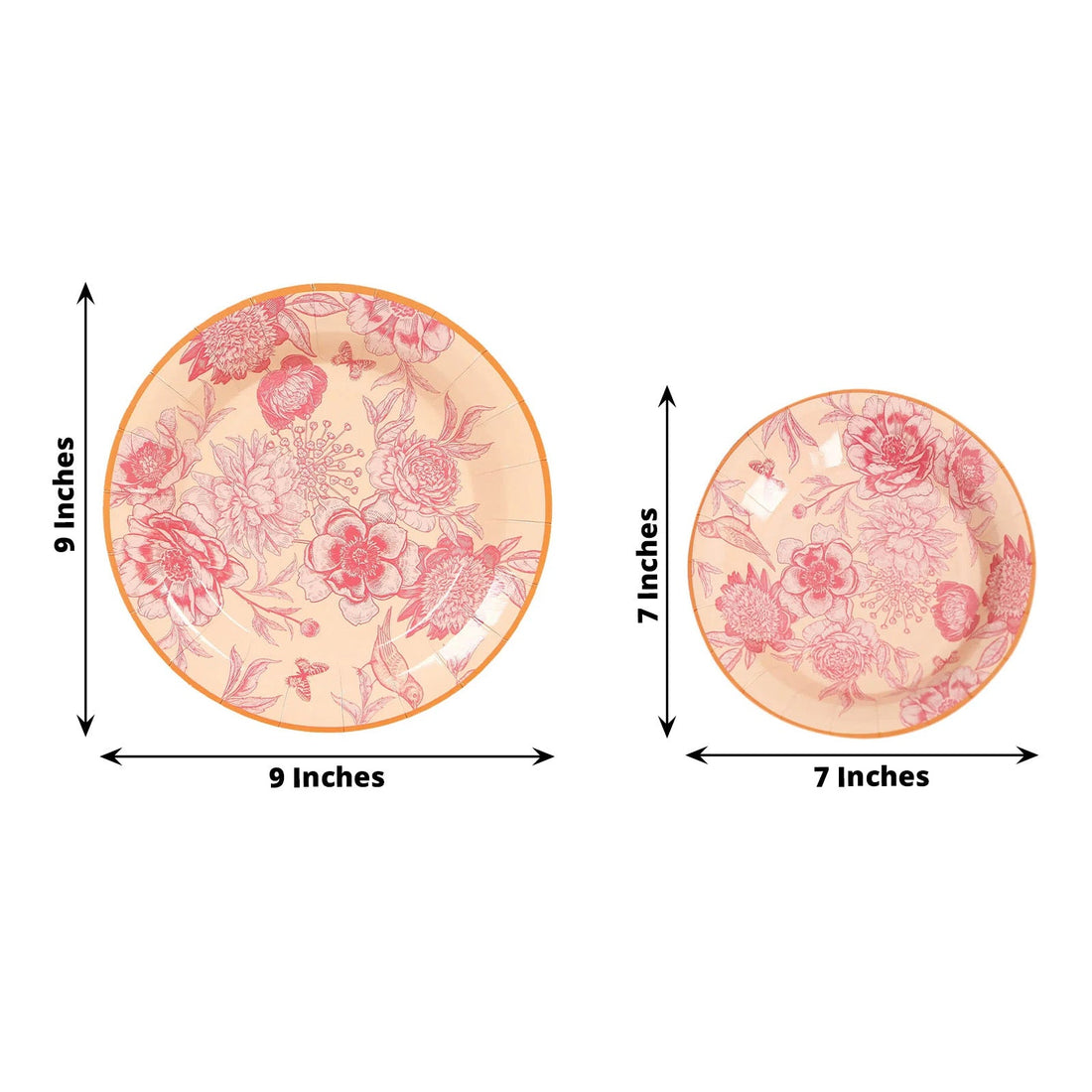 Spring Floral Paper Plates Dessert/Dinner Dusty Rose | eFavormart