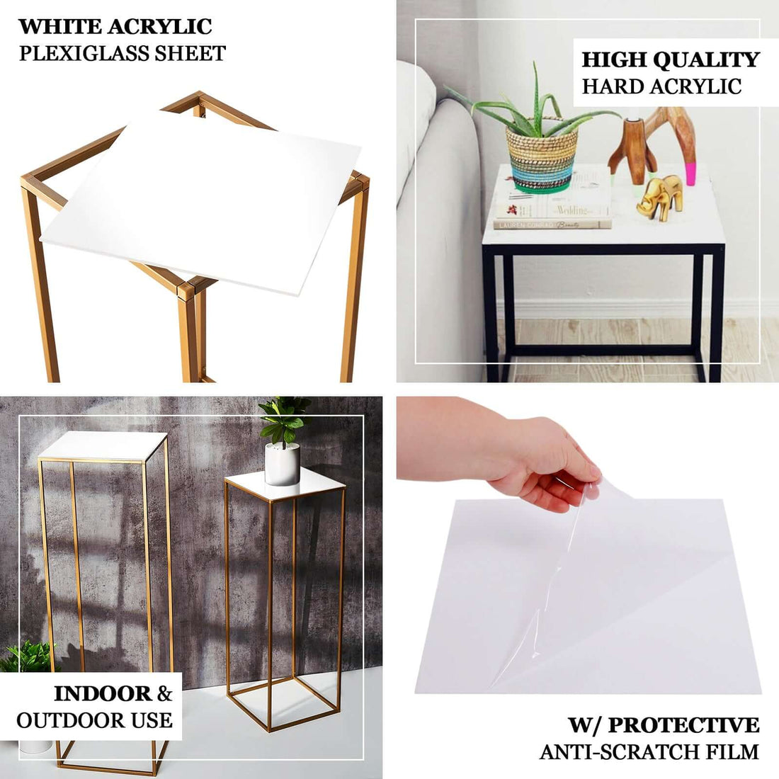 Acrylic Square Plexiglass Sheets White 11" | eFavormart