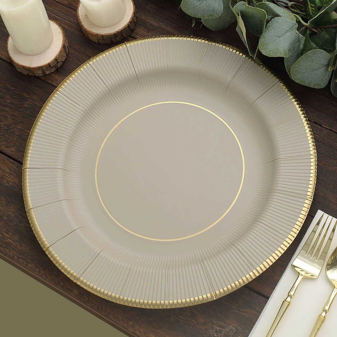Sunray Paper Charger Plates 13" Taupe | eFavormart