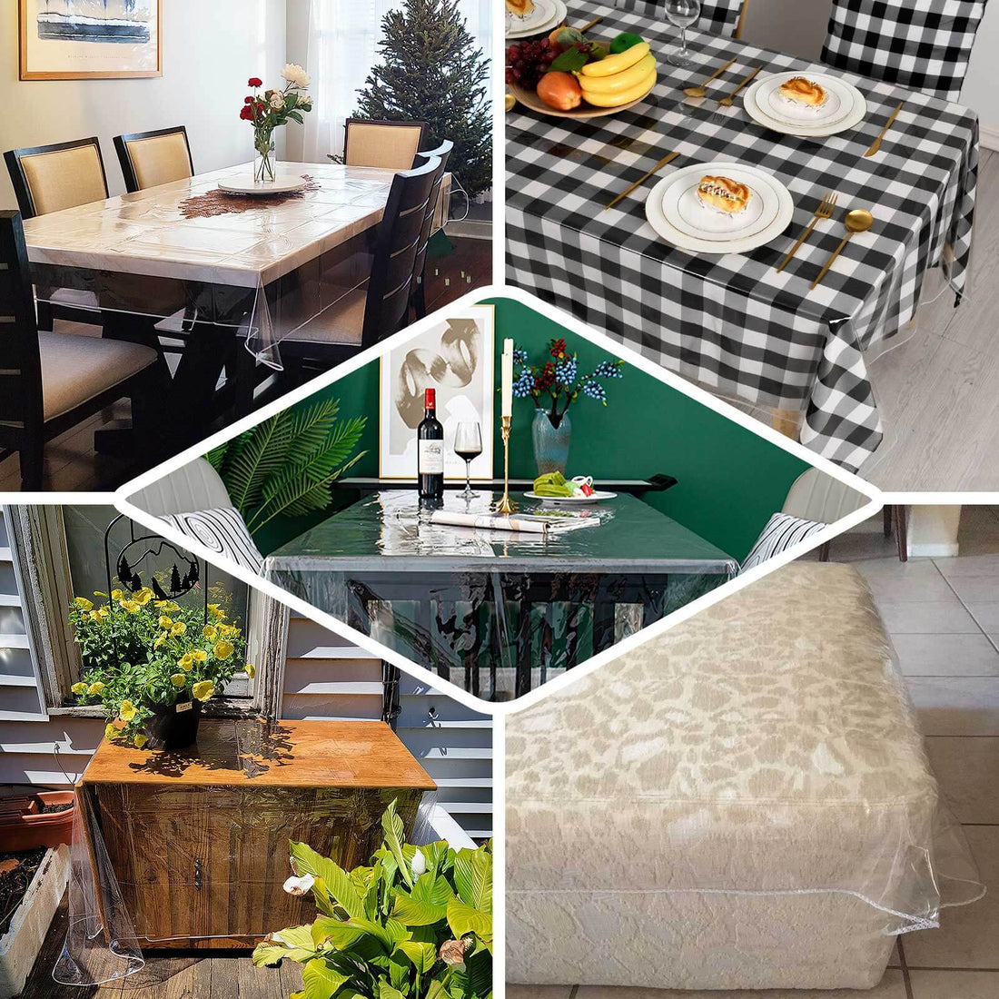 Vinyl Square Tablecloth 70"x70" Clear | eFavormart