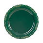 Plastic Round Vintage Dinner Plates 10" Emerald Green/Gold | eFavormart