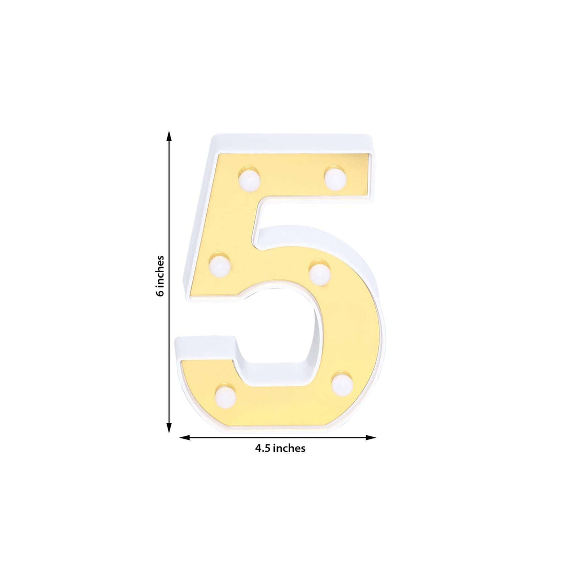 6" LED Marquee Number "5" Gold | eFavormart