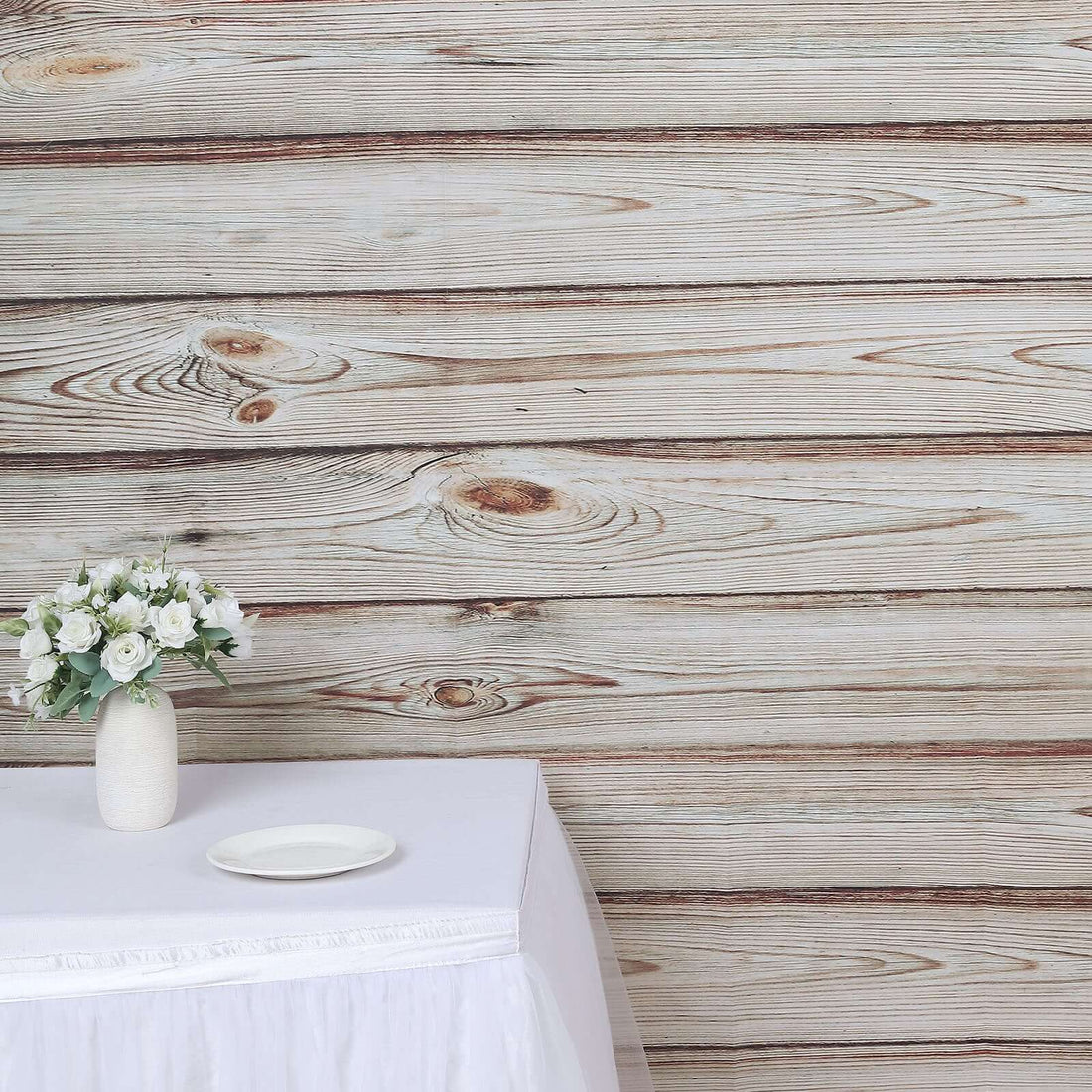 8ftx8ft Rustic White Wood Panel Backdrop | eFavormart