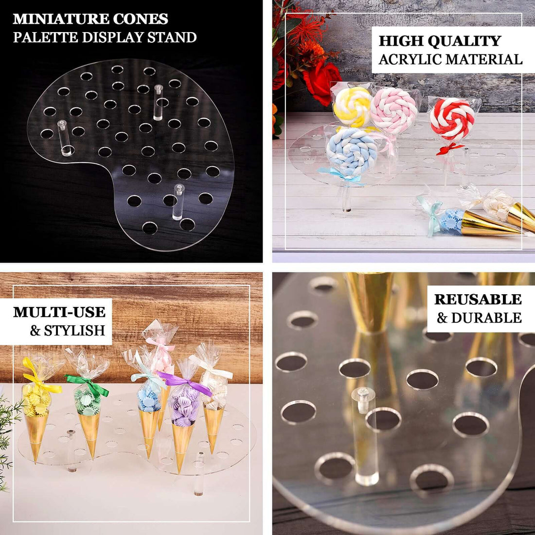 Acrylic Ice Cream Cone Display Stand 35-Slot 16" Clear | eFavormart
