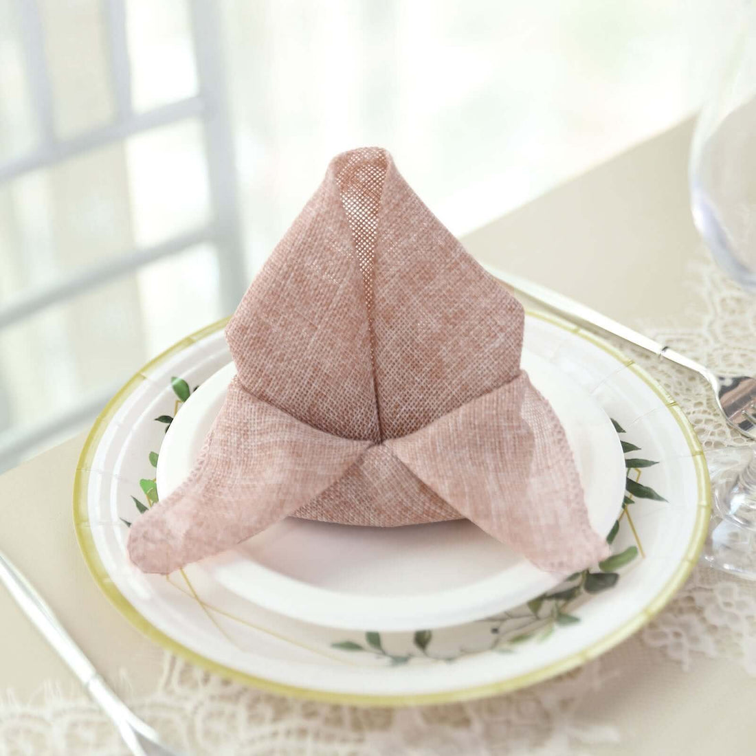Faux Jute Napkins 19"x19" Dusty Rose | eFavormart