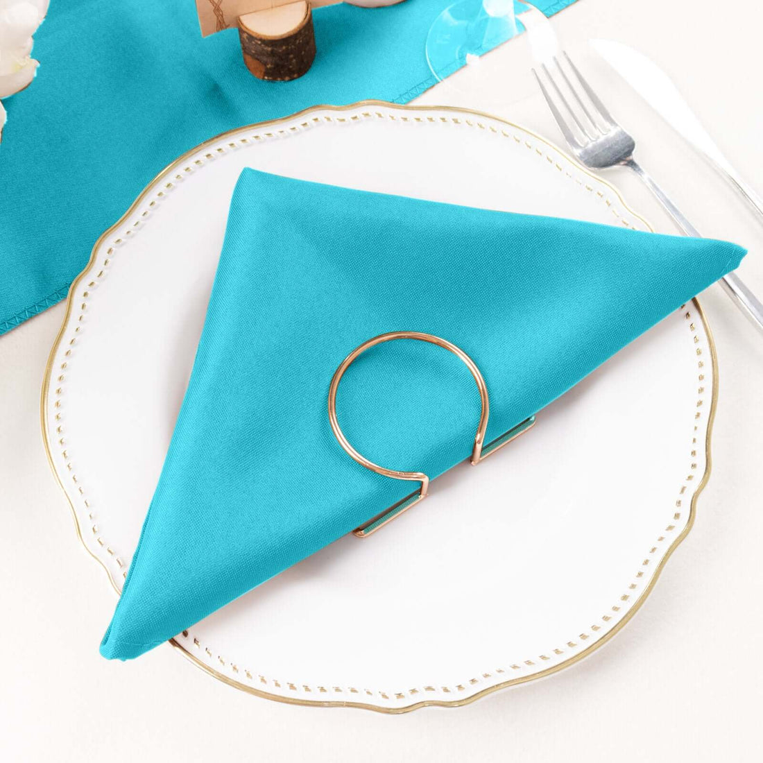 Polyester Dinner Napkins 20"x20" Turquoise | eFavormart