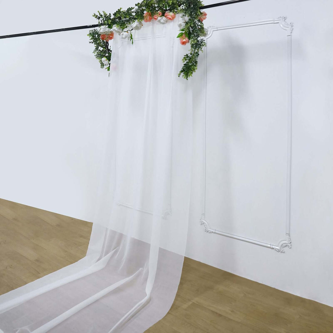 5ftx14ft Premium White Chiffon Ceiling Drape Curtain | eFavormart