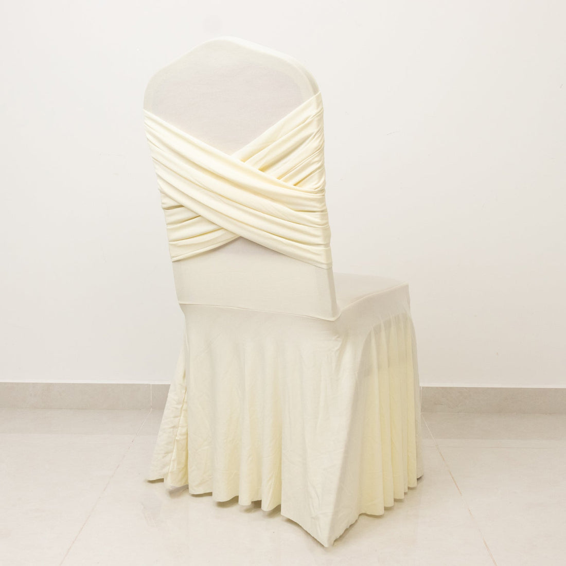 1pc Banquet Chair Cover Spandex Cross Back Ivory | eFavormart