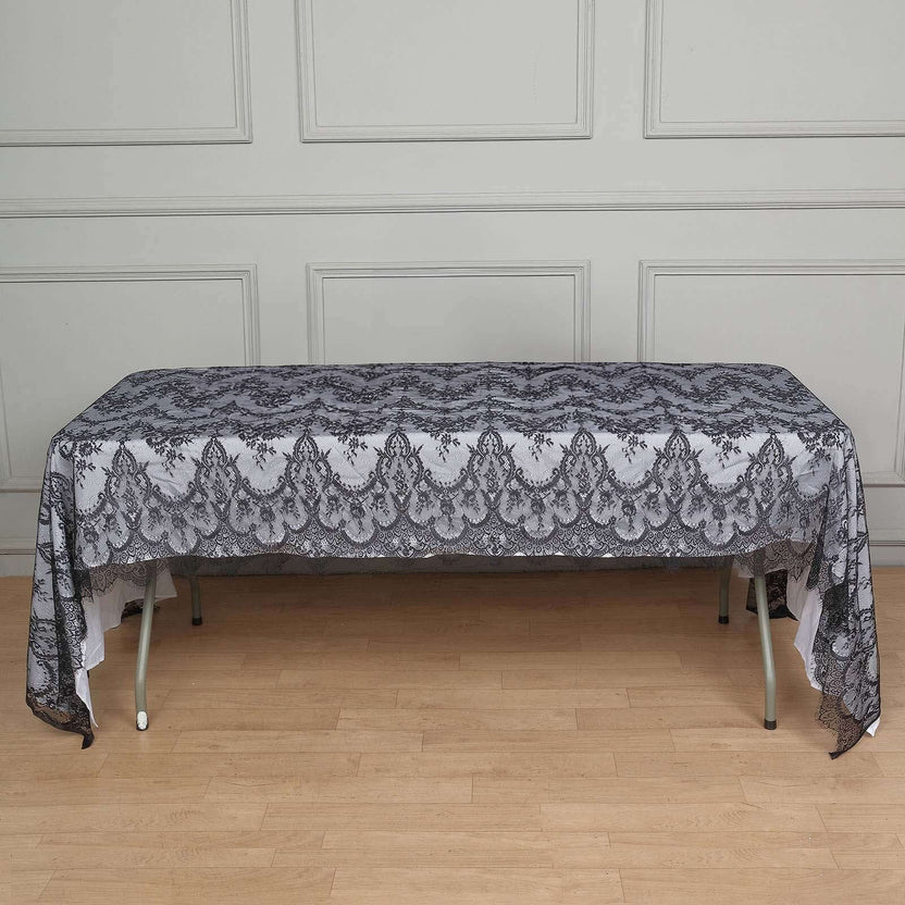 Lace Rectangle Tablecloth 60"x120" Black | eFavormart