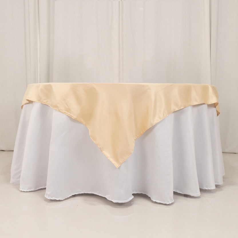 Lamour Satin Square Overlay 54"x54" Beige | eFavormart