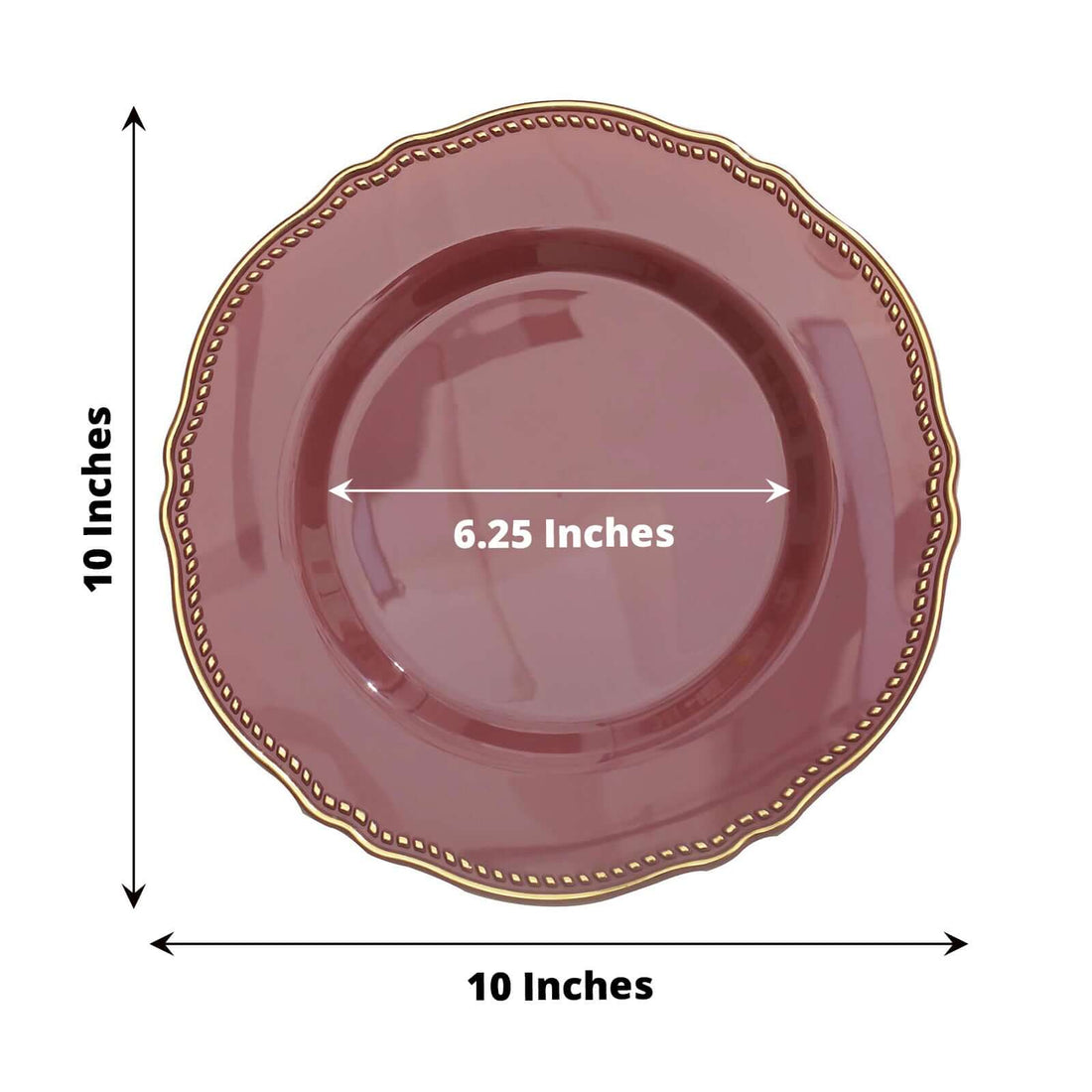 Plastic Scalloped Dinner Plates 10" Cinnamon Rose/Gold | eFavormart