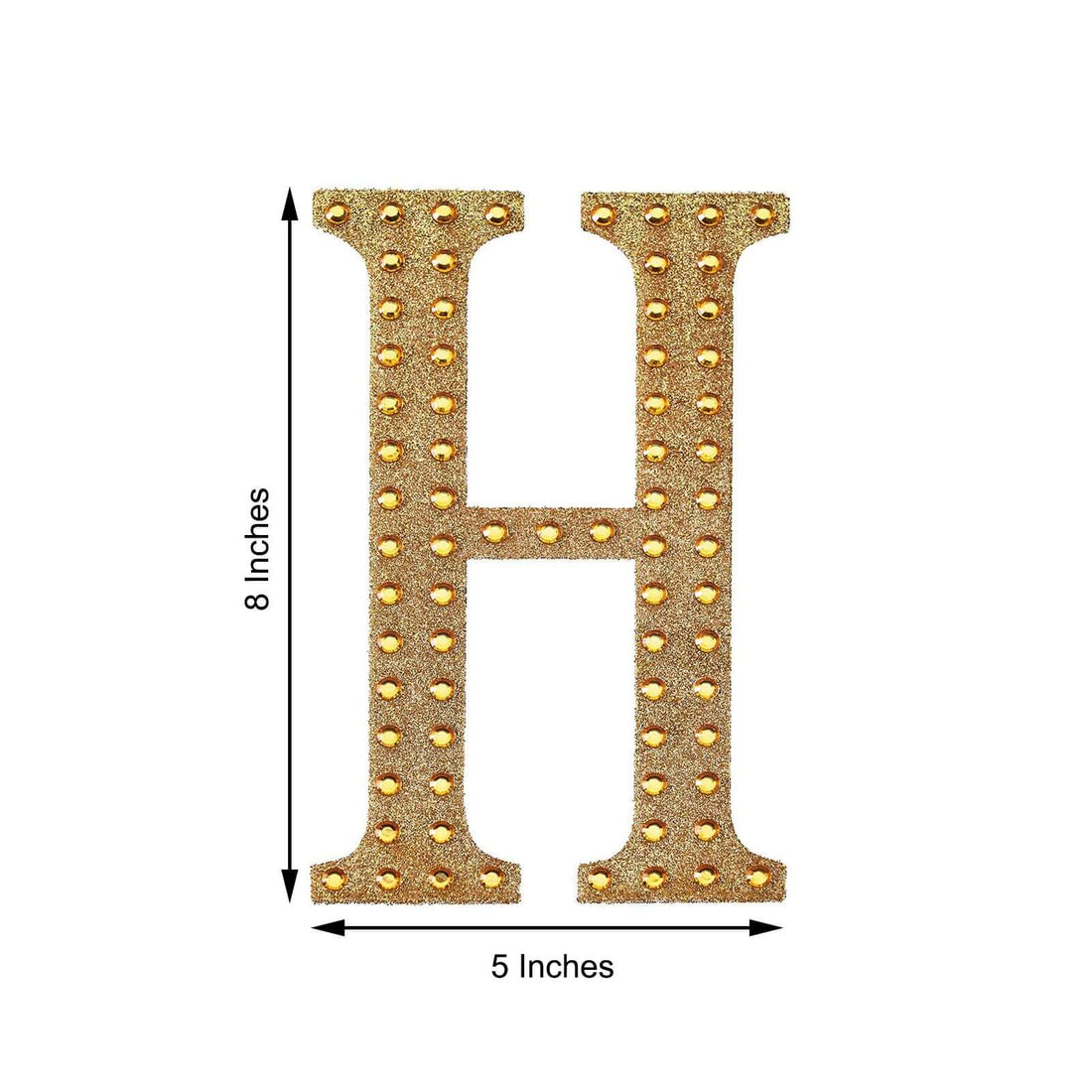8" Rhinestone Sticker Letters "H" Gold | eFavormart