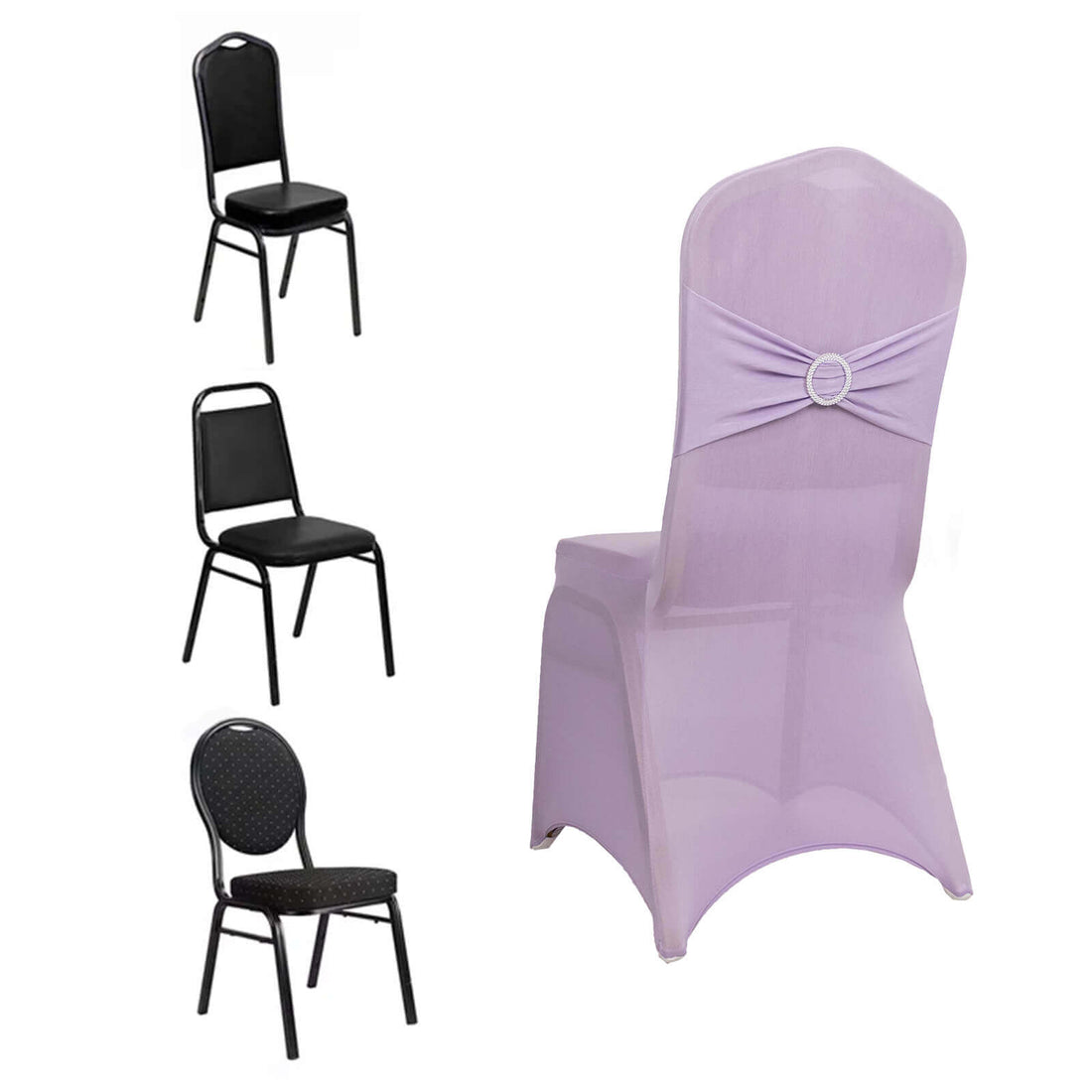 Spandex Banquet Chair Cover & Buckle Sash Lavender | eFavormart