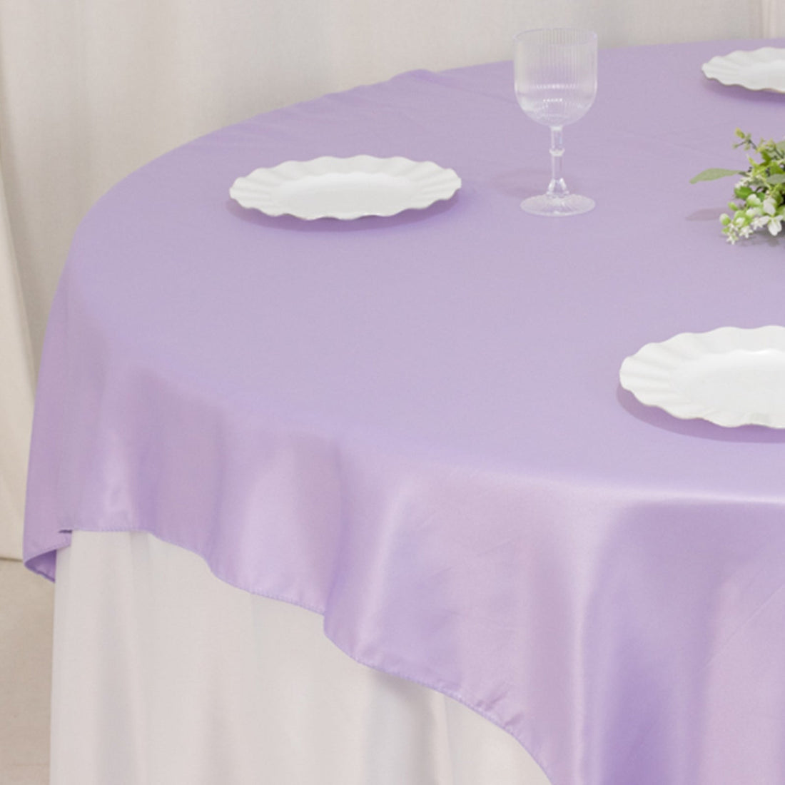 Lamour Satin Overlay 72"x72" Lavender Lilac | eFavormart
