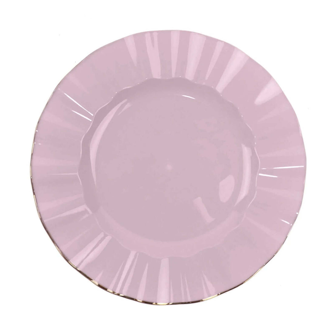 Plastic Round Ruffled Dinner Plates 11" Lavender/Gold | eFavormart