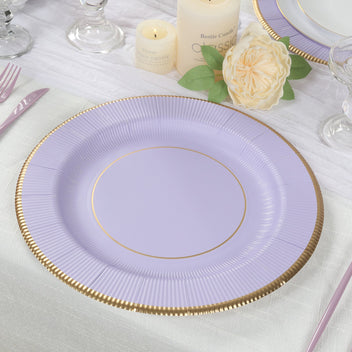 Lavender Round Charger Plates 13" with Gold Rim | eFavormart