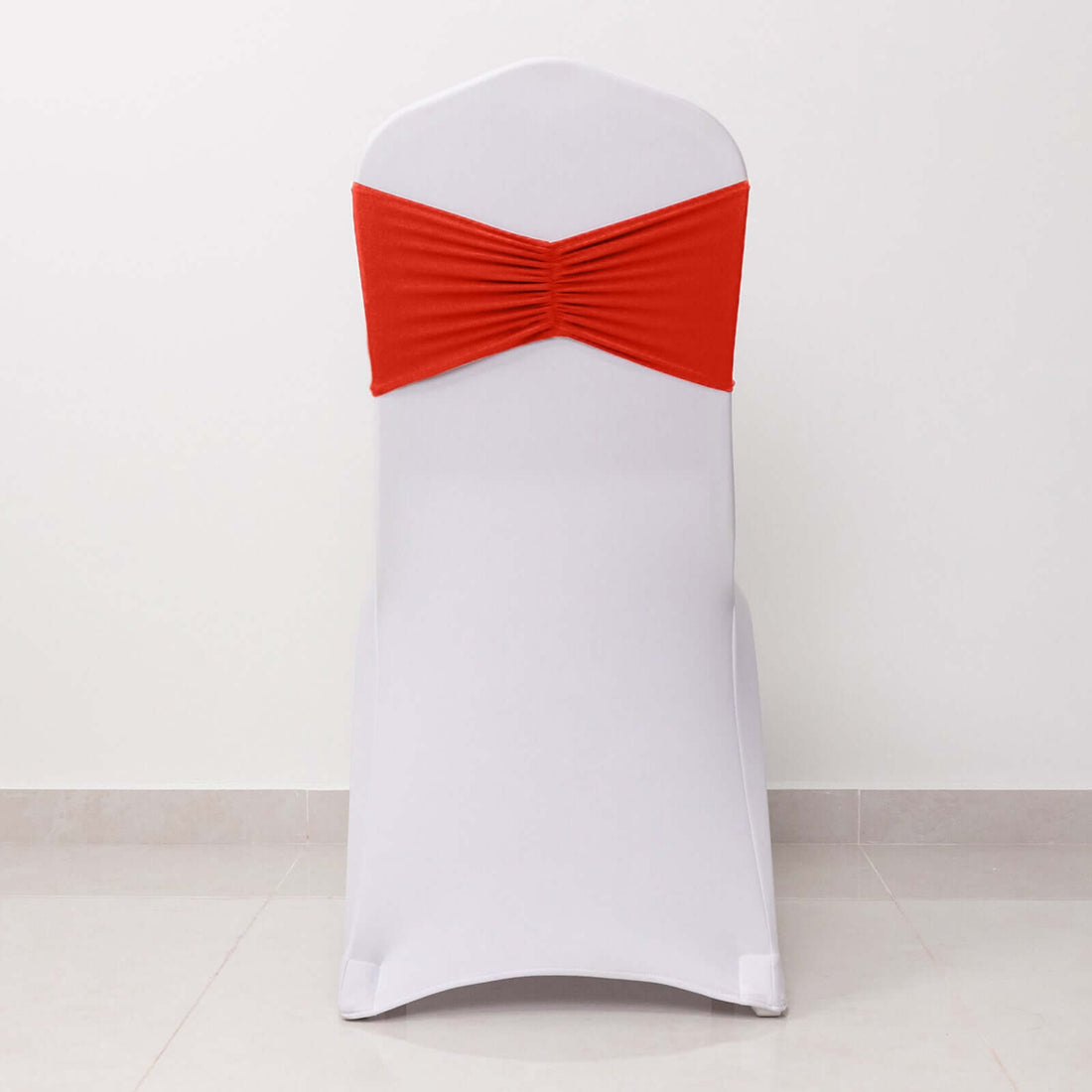 Ruffled Spandex Chair Sash 8"x13" Red | eFavormart
