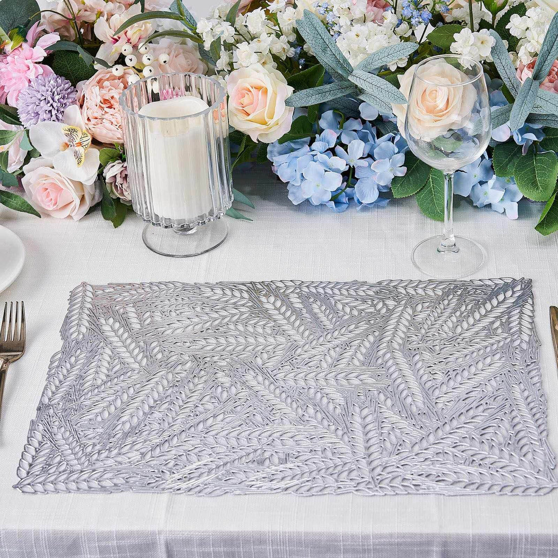 Silver Wheat Design Table Mats 6 Pack | eFavormart