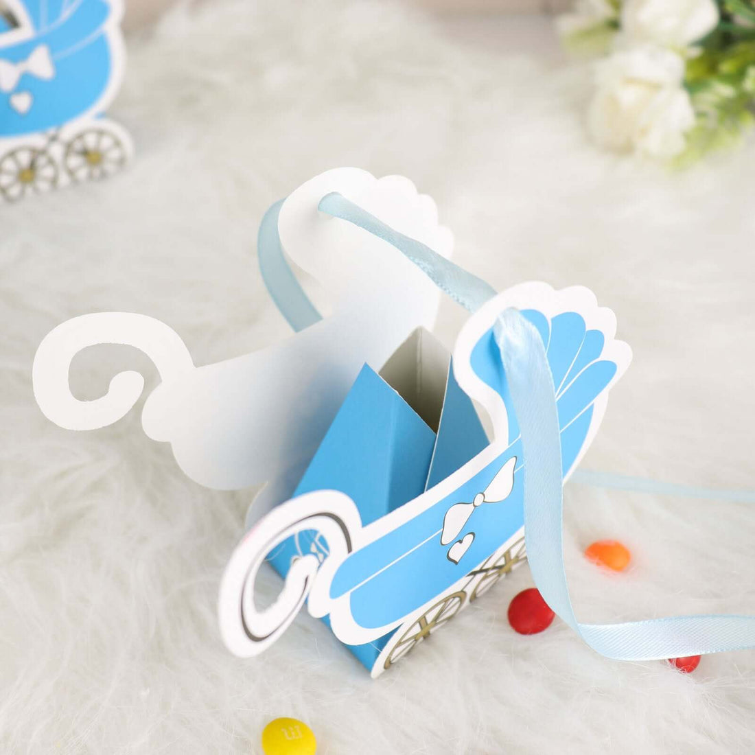 Light Blue Baby Paper Stroller Gift Boxes | eFavormart