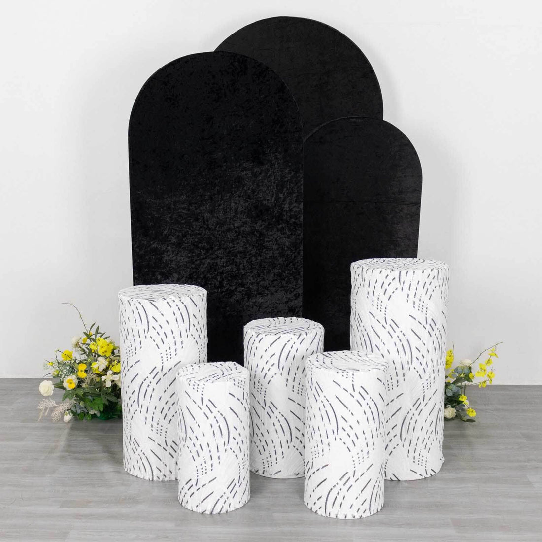 5 Fuchsia Wave Mesh Cylinder Pillar Prop Covers | eFavormart