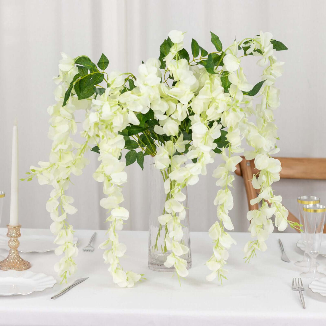5-Pack 44" Cream Silk Wisteria Vines | eFavormart