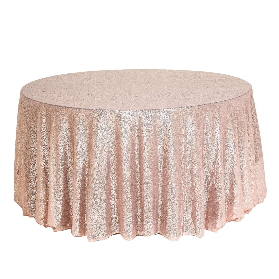 Sequin Round Tablecloth 136" Rose Gold | eFavormart
