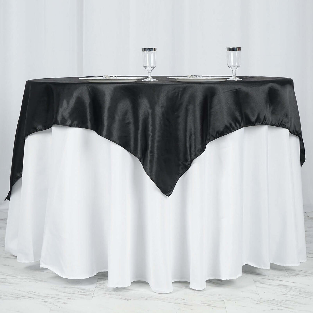 Satin Table Overlay 60"x60" Black | eFavormart