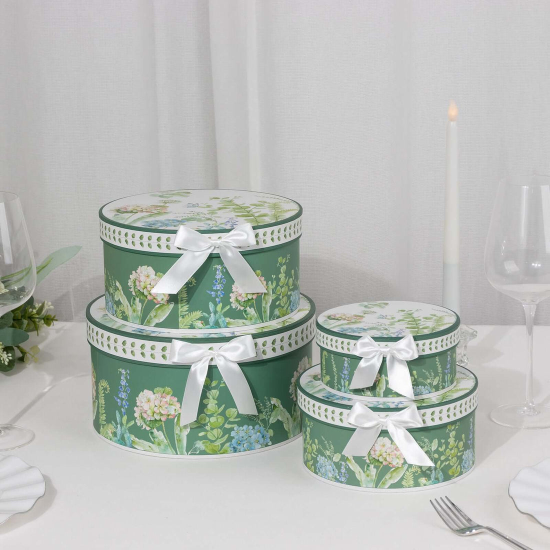Cardstock Nesting Gift Boxes 5",7",8",9" Greenery | eFavormart