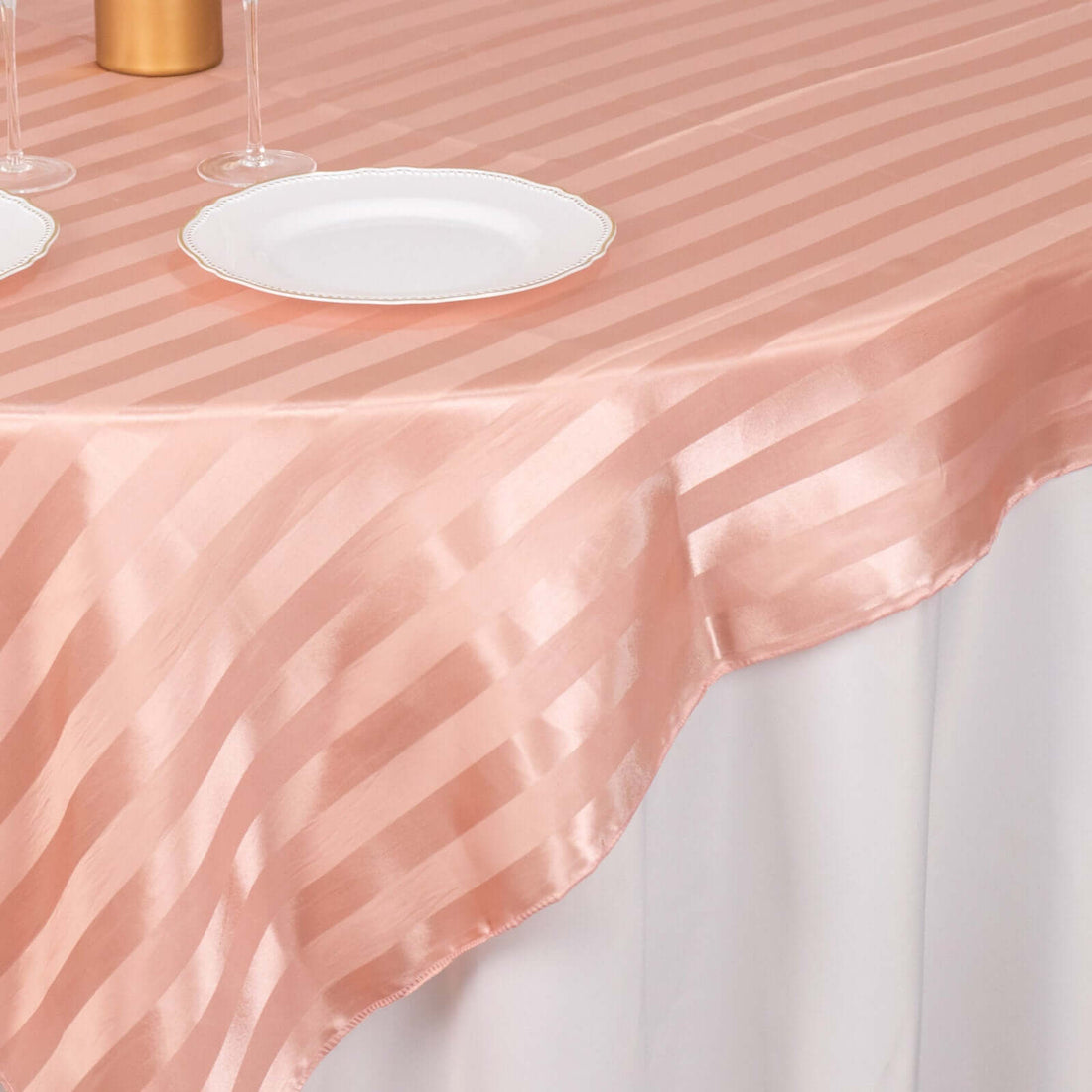 Stripe Table Overlay 72"x72" Dusty Rose | eFavormart