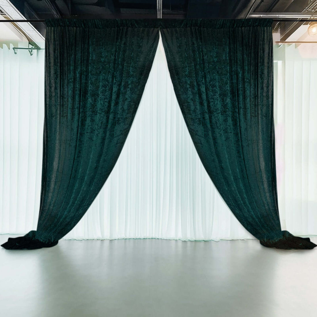 Hunter Green Velvet Backdrop Drape Curtain 5ftx12ft | eFavormart